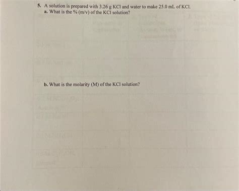 Solved A Solution Is Prepared With GKCl And Water To Chegg Com