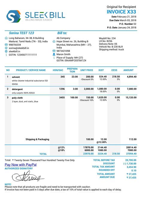 Tax Invoice Declaration Format Cards Design Templates
