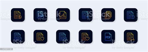 재무 보고서와 관련된 벡터 선 아이콘의 간단한 집합입니다 현실적인 문서 아이콘입니다 작업 문서 파일 클립보드 및 폴더 벡터 문서