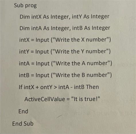 Solved Sub Prog Dim Intx As Integer Inty As Integer Dim
