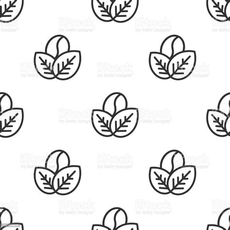 흰색 배경에 커피 콩과 잎과 원활한 라인 패턴 종이 나 직물에 인쇄에 적합합니다 0명에 대한 스톡 벡터 아트 및 기타 이미지