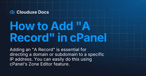 How To Add A Record In Cpanel Clouduxe Docs