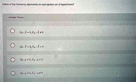 Solved Which Of The Following Represents An Appropriate Set Of