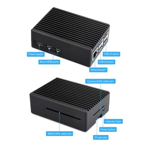 Waveshare Aluminum Stripe Grooved Case For Raspberry Pi 5 With Coolin 13 23