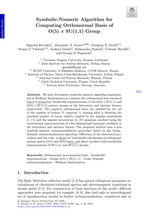 Pdf Symbolic Numeric Algorithm For Computing Orthonormal Basis Of Text O5 Times Text