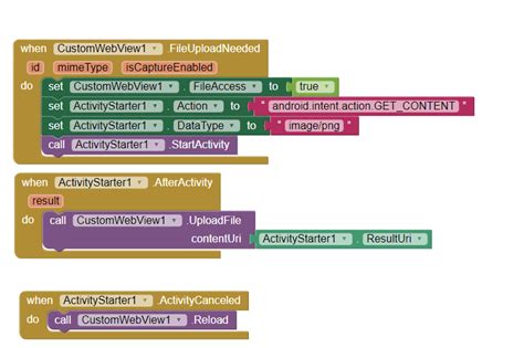 upload file to web with webviewer component not working mit app