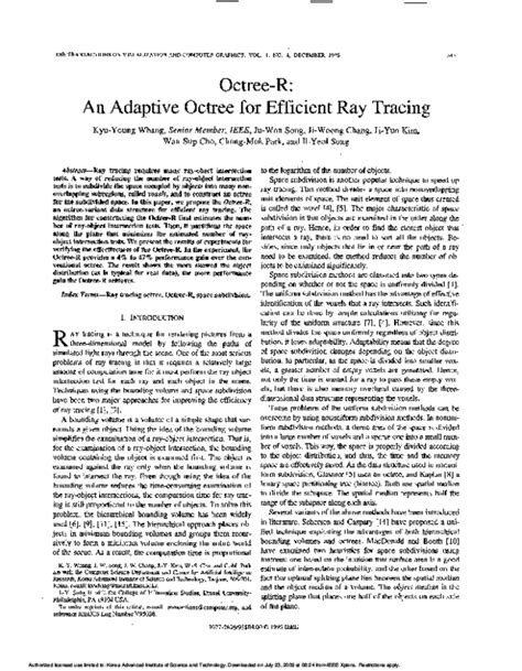 Pdf Octree R An Adaptive Octree For Efficient Ray Tracing