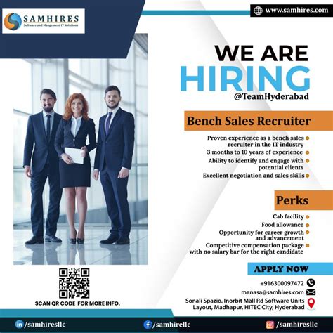 Samhires Llc On Linkedin Samhiresllc Jobopening Benchsalesrecruiter Itindustry Hyderabadjobs