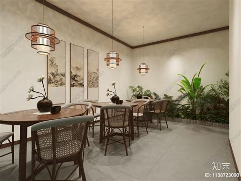 新中式咖啡厅su模型下载【id1138723090】知末su模型网