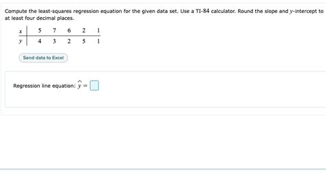 Solved Compute The Least Squares Regression Equation For The Chegg