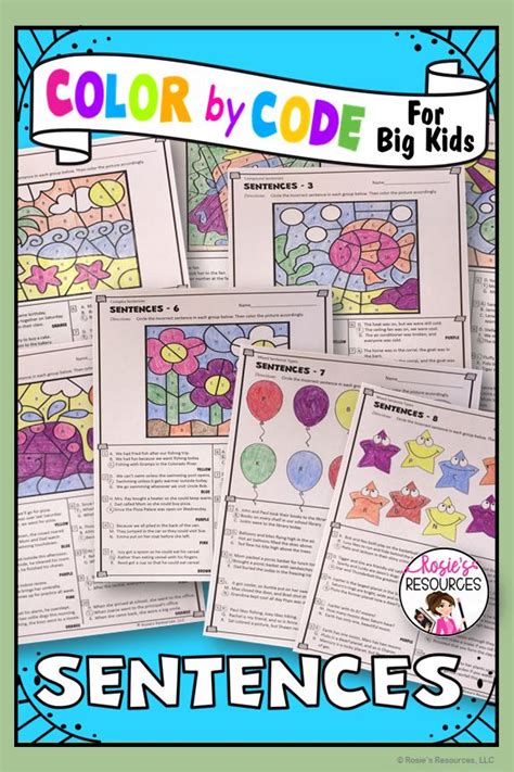 Color By Code Grammar Sentences Ela Skills Learning Stations Fourth Grade Writing