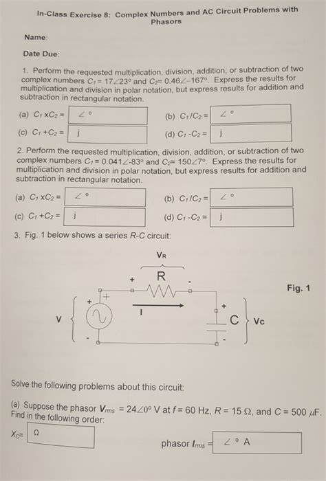 Solved Class Exercise Complex Numbers And AC Circuit Chegg