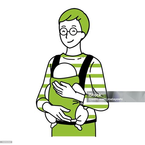 포옹하는 남자의 그림 상체 아기띠에 대한 스톡 벡터 아트 및 기타 이미지 아기띠 가족 남자 Istock