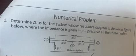 Solved Numerical Problem Determine Zbus For The System Chegg Com