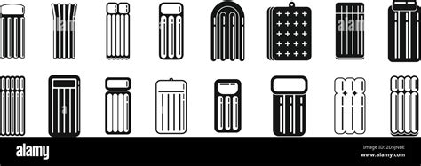 Rubber Inflatable Mattress Icons Set Simple Set Of Rubber Inflatable Mattress Vector Icons For