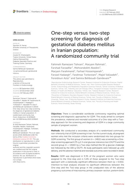 Pdf One Step Versus Two Step Screening For Diagnosis Of Gestational Diabetes Mellitus In