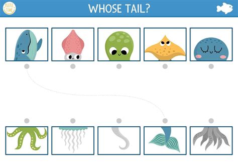 Under The Sea Connect The Halves Worksheet Matching Game For Preschool