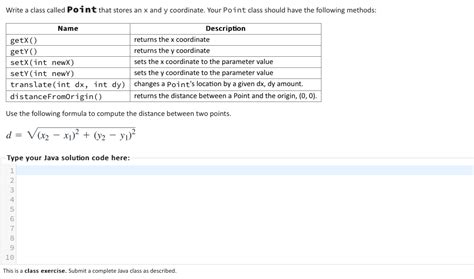 Solved Write A Class Called Point That Stores An X And Y