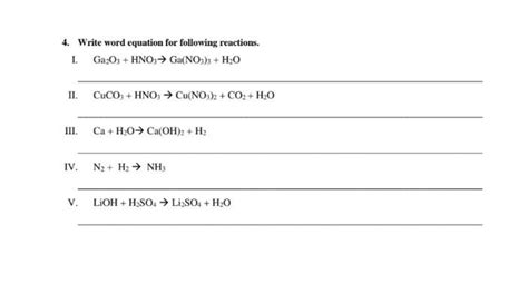 Write Word Equation For Following Reactions I Mathrm { Ga } { 2 } M