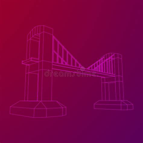 Bridge Connection Structure Wireframe Stock Vector Illustration Of
