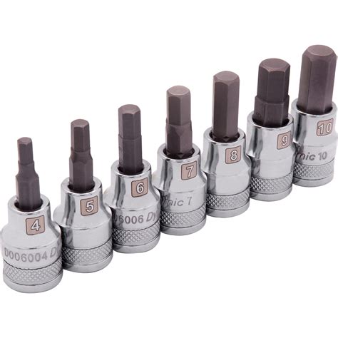 Dynamic Tools 3 8in Drive 7 Piece Metric Standard Hex Socket Set Measurement Standard Metric