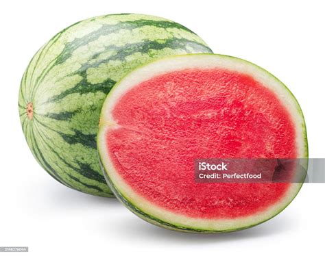 Seedless Watermelon And Water Melon Slices Isolated On White Clipping