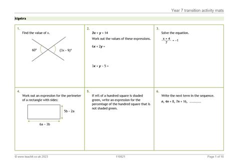 Year 7 Maths Worksheets Ks3 Maths Activities Teachit