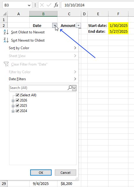 Extract Records Between Two Dates