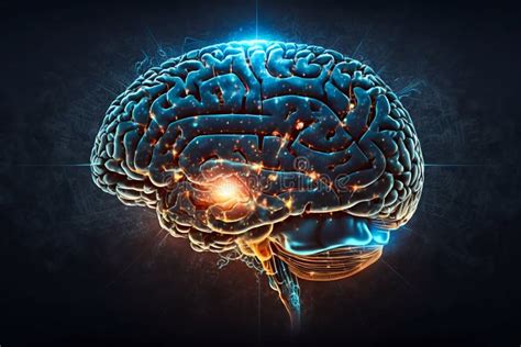 Human Brain Processing Glow With Technology Connection Data Symbols Generative Ai Stock