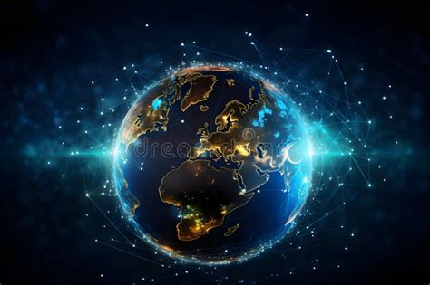Earth Globe With Points Connected With Lines Global Network And Data Ai Generated Stock