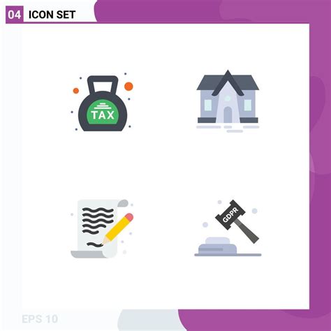 Universal Icon Symbols Group Of 4 Modern Flat Icons Of Banking Arts Money House File Editable