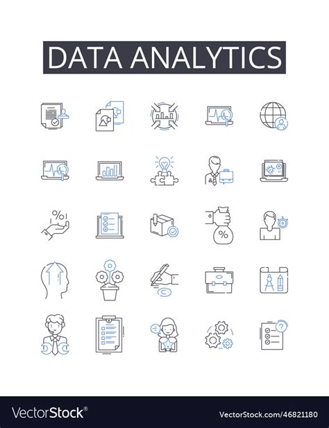 Data Analytics Line Icons Collection Business Vector Image