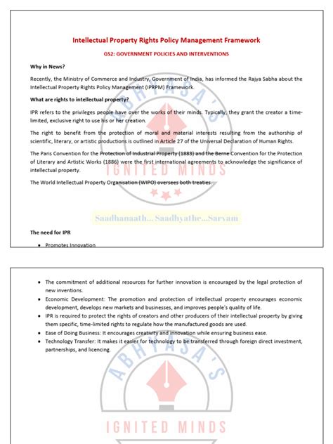 Intellectual Property Rights Policy Management Framework Pdf Intellectual Property