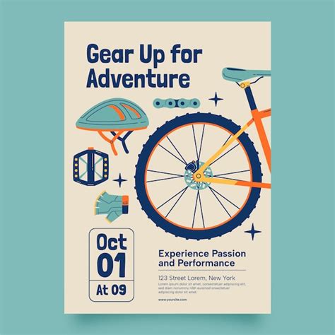 손으로 그린 자전거 가게 포스터 템플릿 무료 벡터