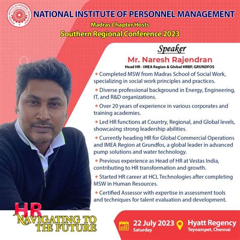 Nipmsrc2023 Hrprofessional Professionaldevelopment Networkingevent Nipm Madras Chapter