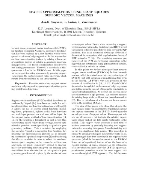 pdf sparse approximation using least squares support vector machines