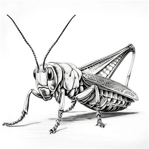 Premium Photo Black And White Sketch Illustration Of A Grasshopper