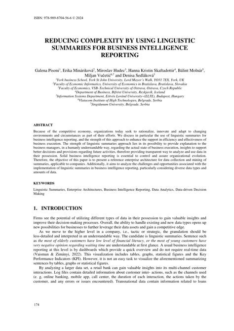 pdf reducing complexity by using linguistic summaries for business