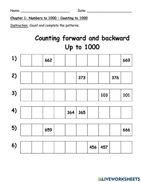 Counting On And Back In 1s Up To 1000 4242488 Nisa