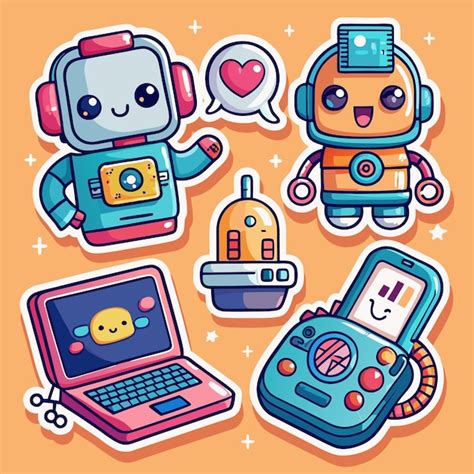 Robot Sticker Mascot Icon Premium Ai Generated Vector