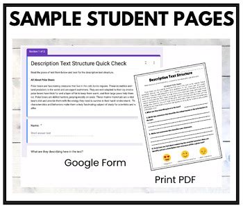 ELA Exit Ticket Text Structure Description PDF Google Form Quick Check