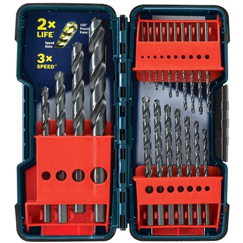 Bosch Black Oxide Twist Drill Bit Set For Metal Wood And Plastic 21 Piece Bl21 The Home Depot
