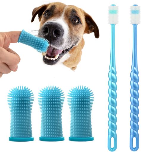 Dog Toothbrush Finger Toothbrush 360 Degree Silicone Toothbrush For