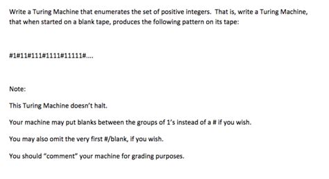 Solved Write A Turing Machine That Enumerates The Set Of