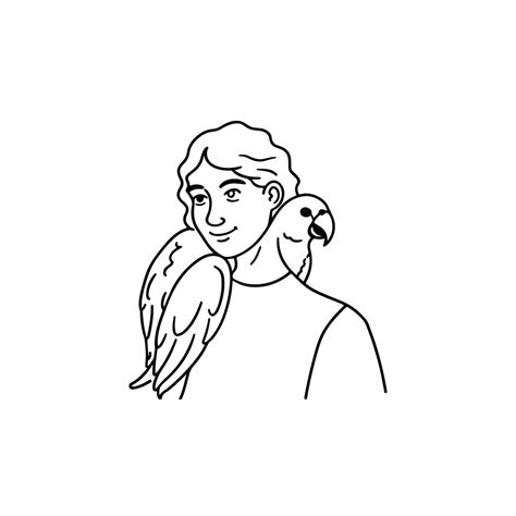 Vectir Loros Línea De Arte E Ilustración Dibujo A Mano Vector Premium