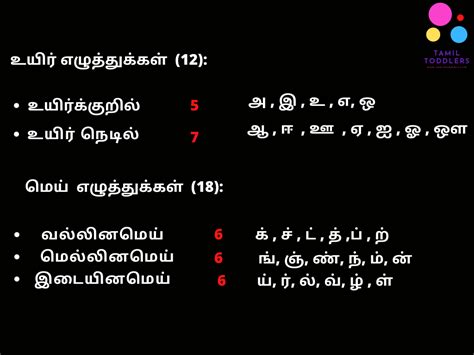 tamil alphabets count