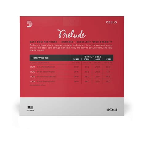 Daddario J101034m Prelude Cello Strings 34 Scale Medium Tension