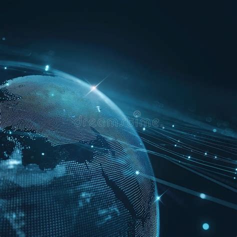 Globe Of Glowing Small Dots And Binary Code Stock Image Image Of