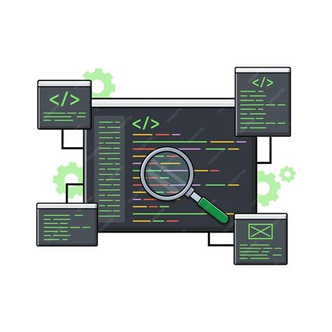 Premium Vector Code Window With Magnifying Glass Vector Illustration