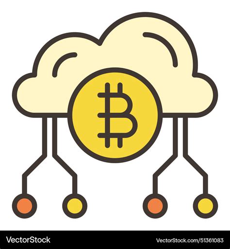 Bitcoin Cloud Technology Crypto Currency Colored Vector Image